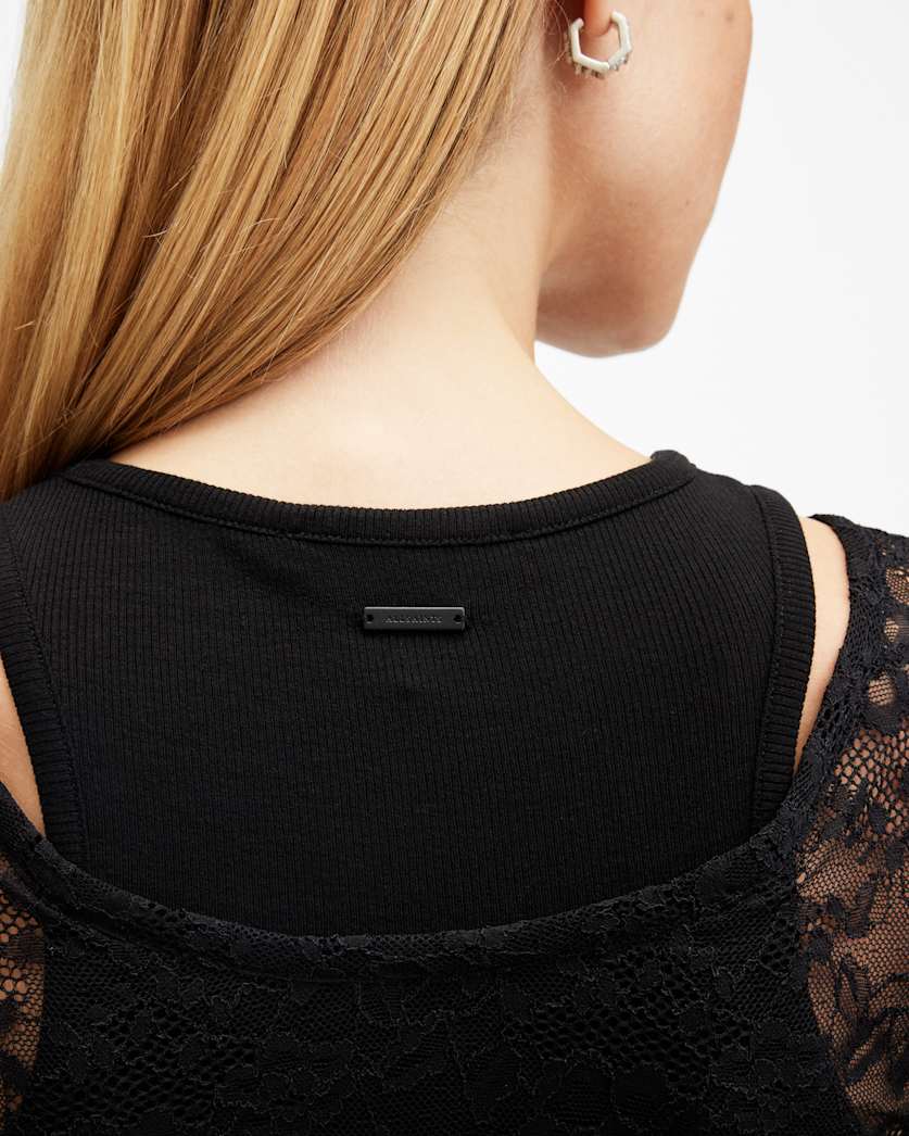 Nori Double Layered Lace Bodysuit Black | ALLSAINTS